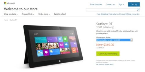 Surface RT price drop, Microsoft tablet now available at $349