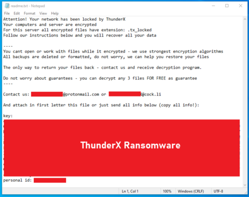 ThunderX ransomware decryptor is now available