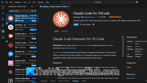 How to install Claude AI code in VS Code