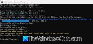Microsoft Edit command-line text editor for Windows