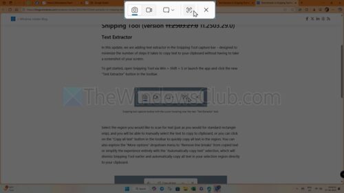 Text Extractor in Snipping Tool will let you extract text from images